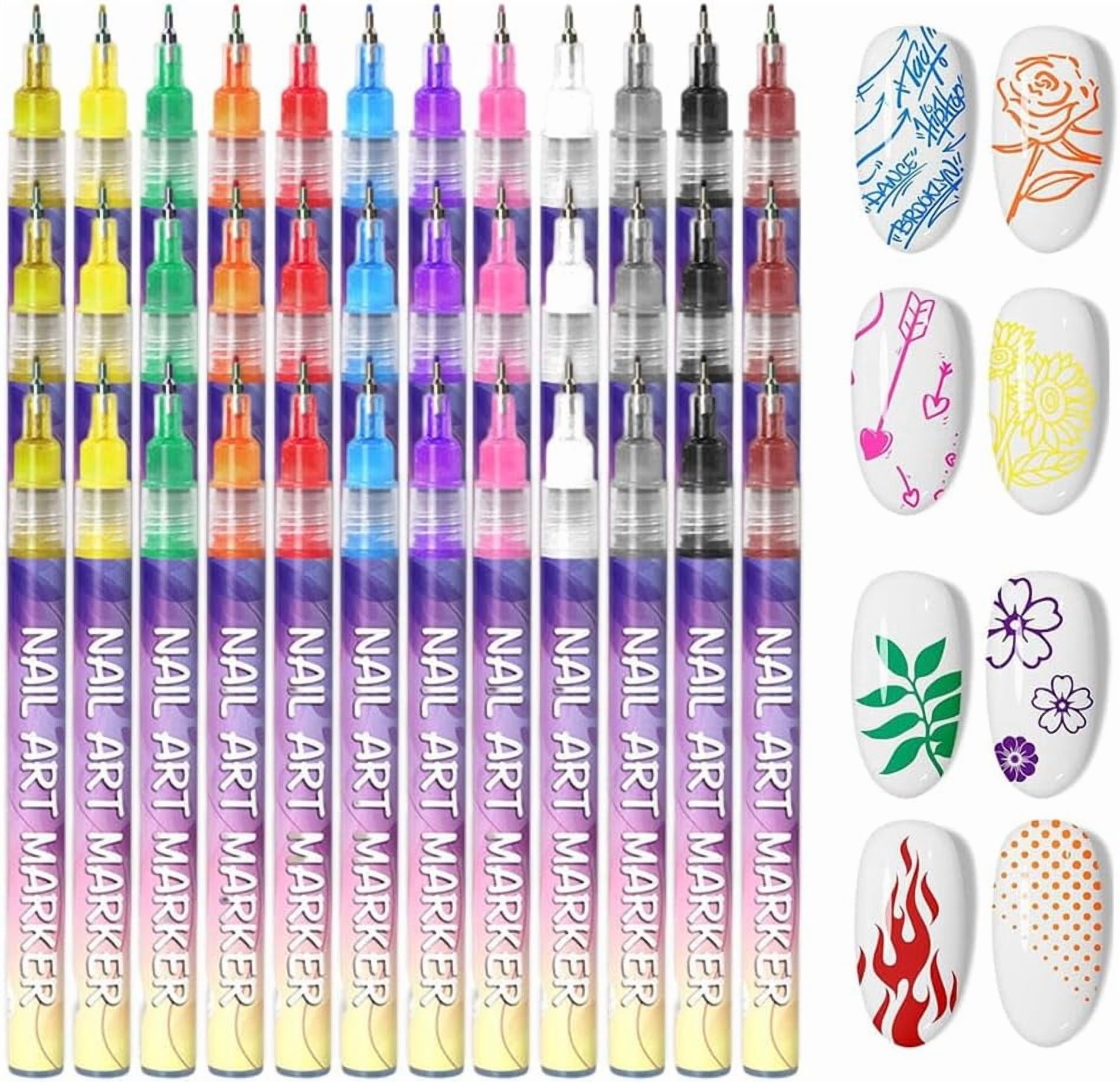 12 Colors Nail Art Pens Set, 3D Nail Art Markers Doodle Pen for Kids ...