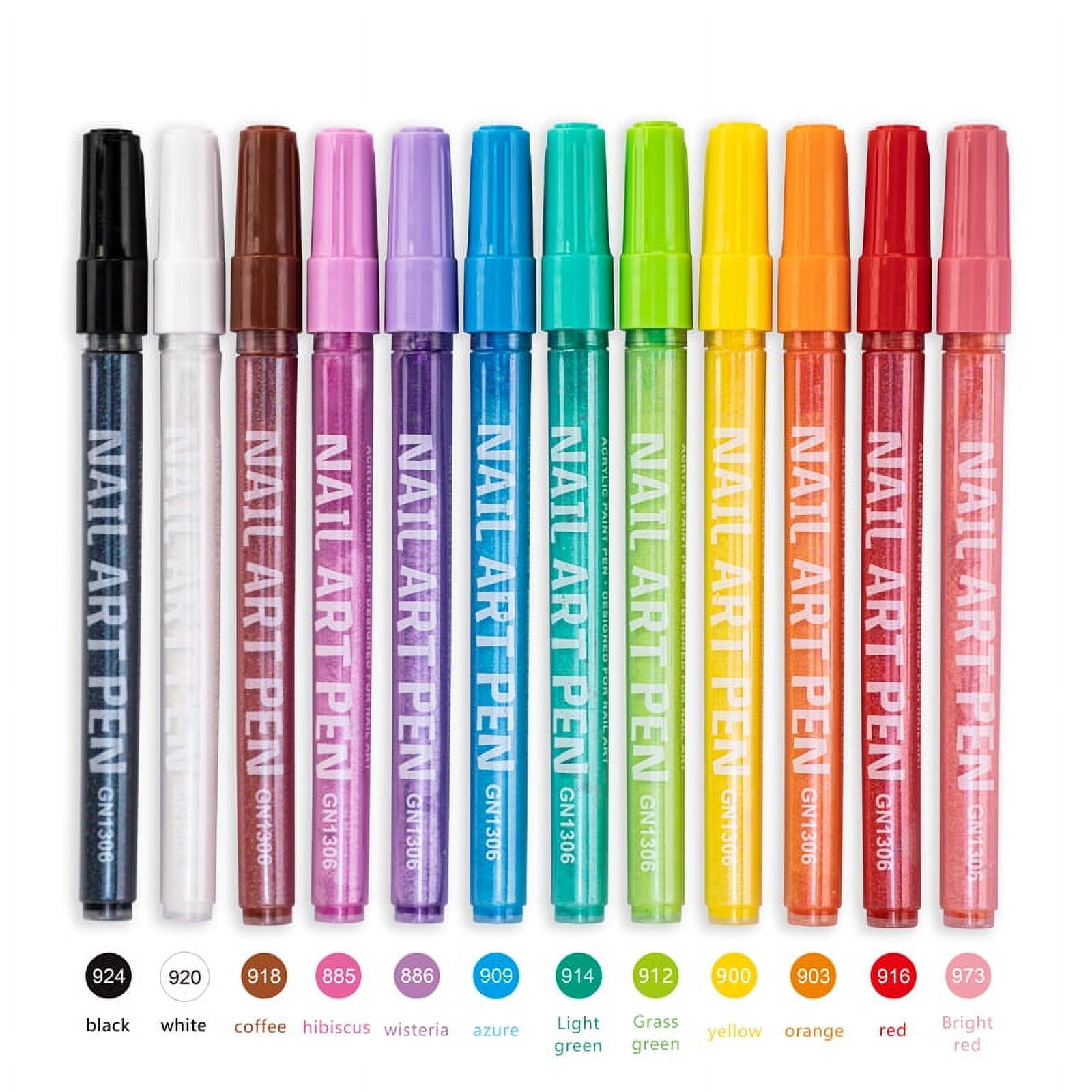 12 Colors Nail Art Pens Set - Acrylic Paint Pens for Nail Art Design ...