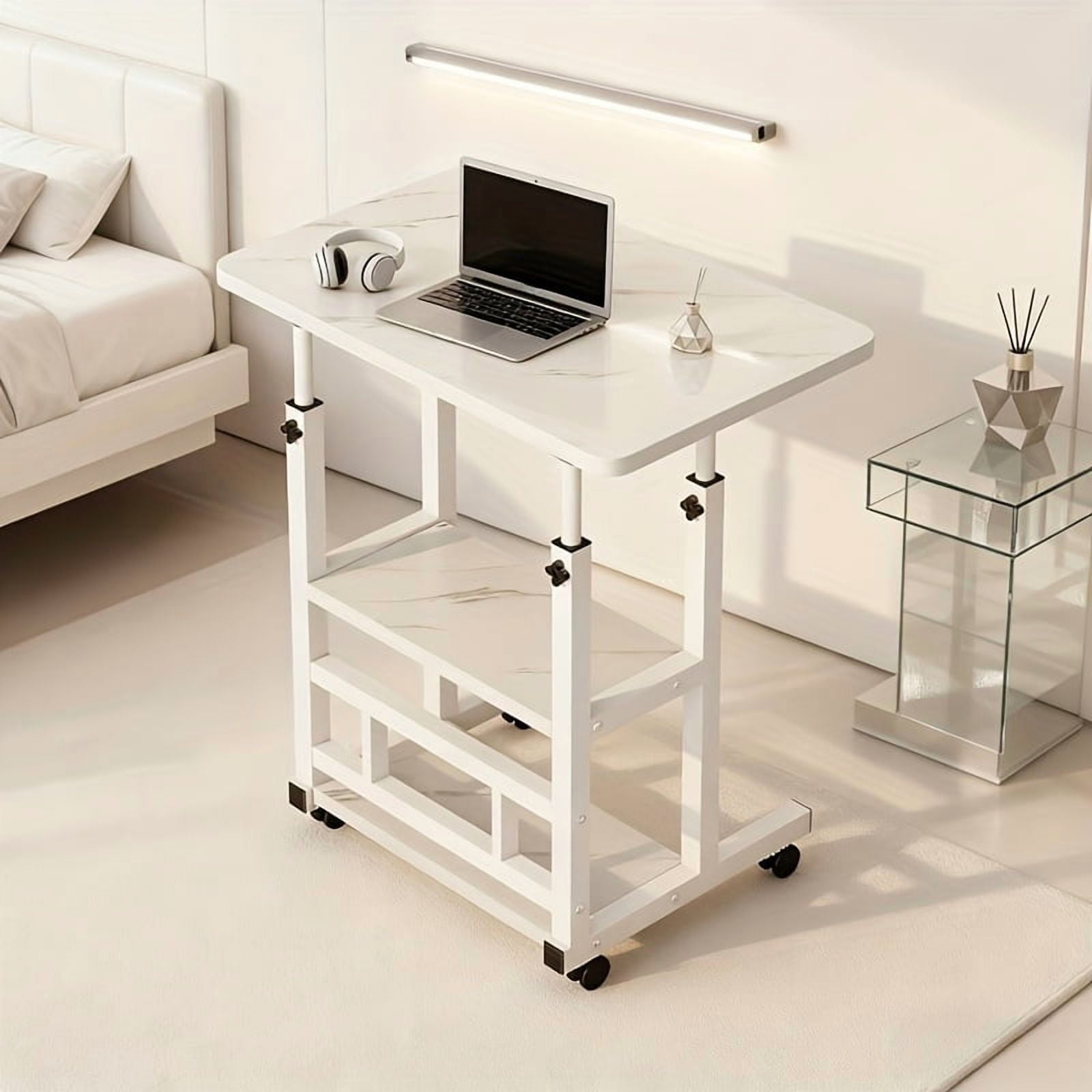 12 Colors Portable Side Table with Wheels & Adjustable Height, Folding ...