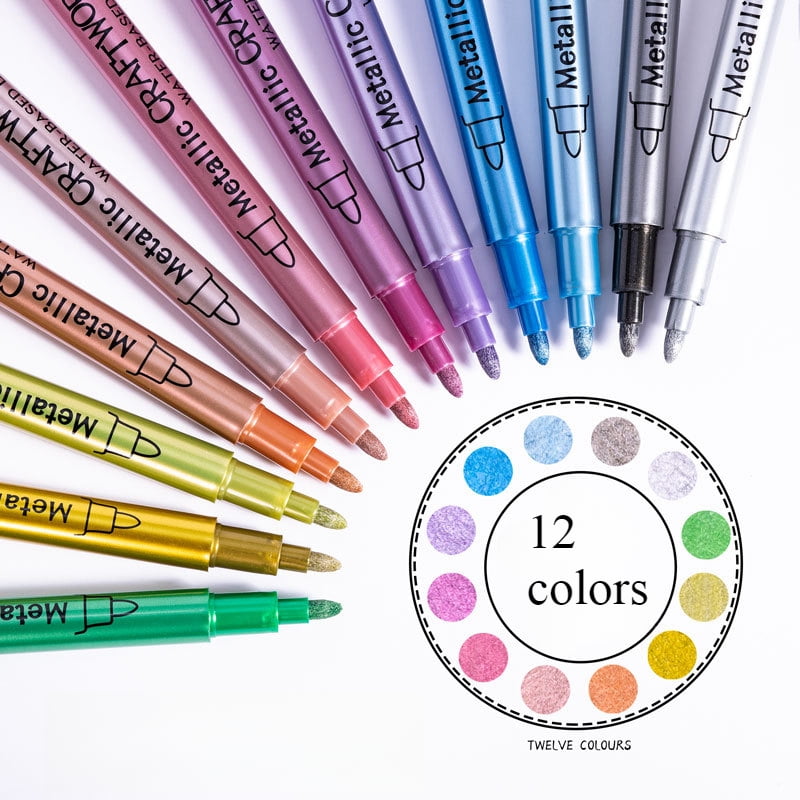 12 Colors Set Paint Marking Pen Hard Head Craft Pen Sign in Signature ...