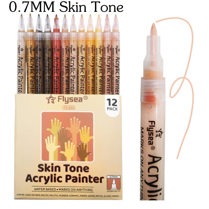 12 Colors Skin Tone Acrylic Markers Paint Pens Painting Set 3MM Water ...