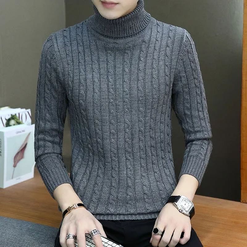 12 Colors Winter Turtleneck Striped Knit Sweater Men‘s Pullover Men ...