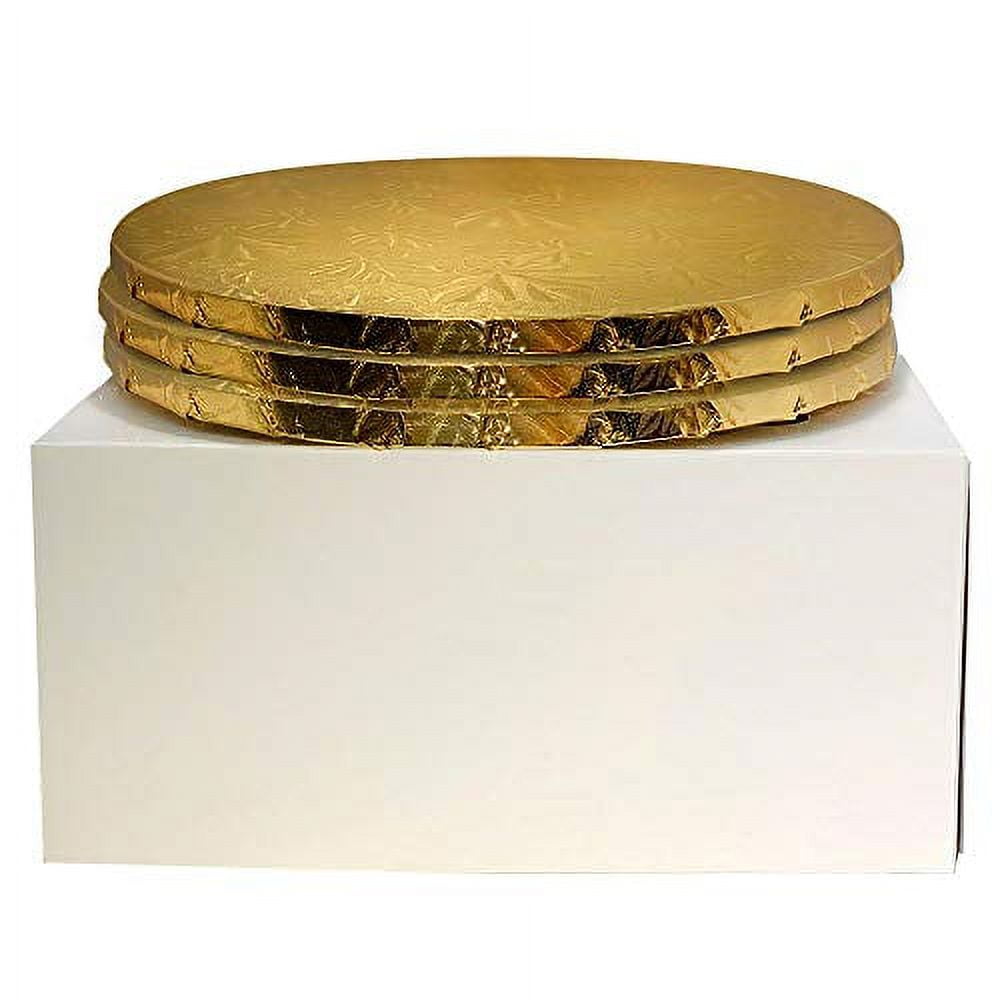 12" Combo Box Set - 12x12x6 White Cake Box with 12" Gold Round Drum 1/2 ...