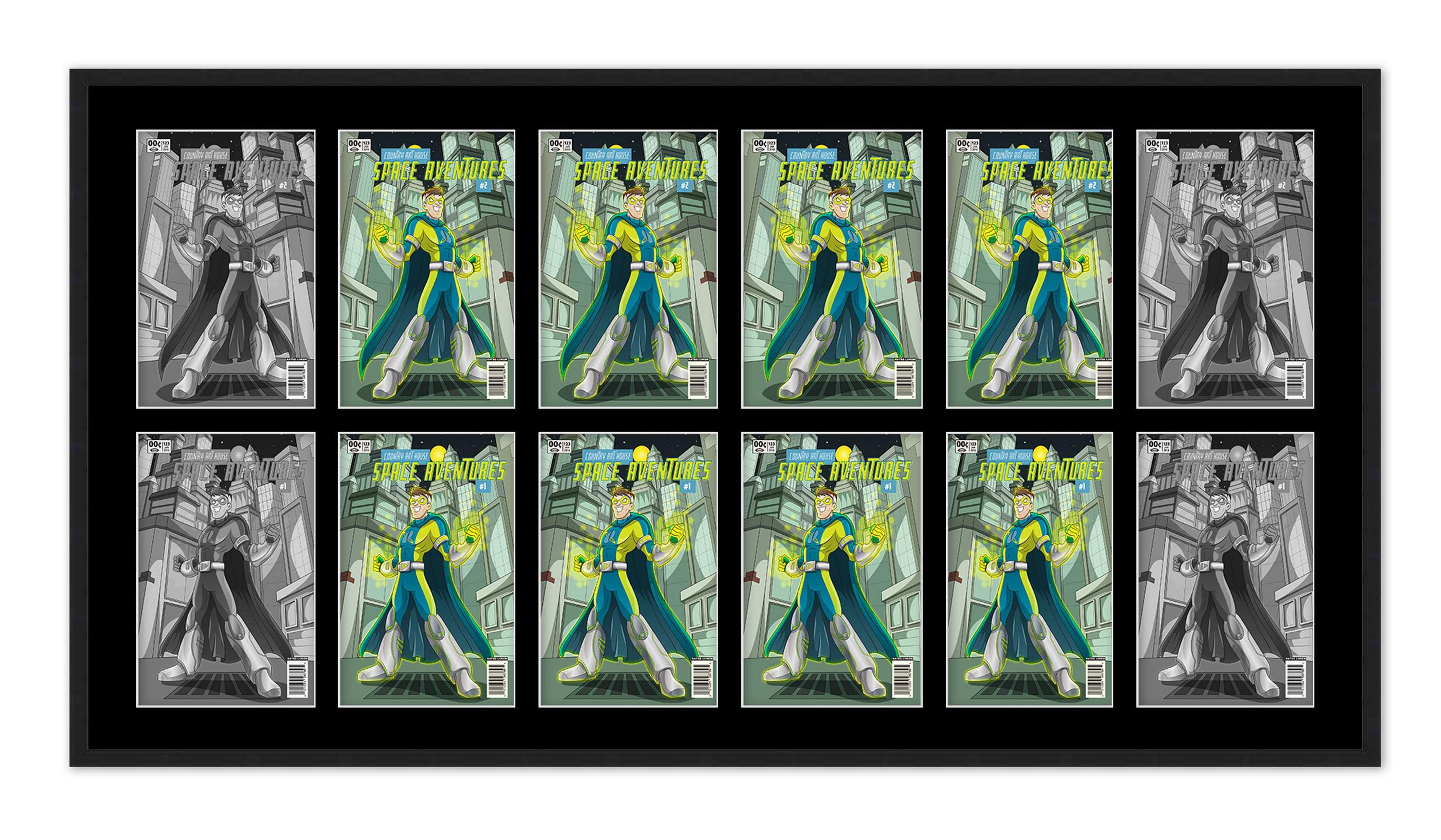 12 Comic Book Frame Black Collage Comic Book Frame with Black Mat to ...
