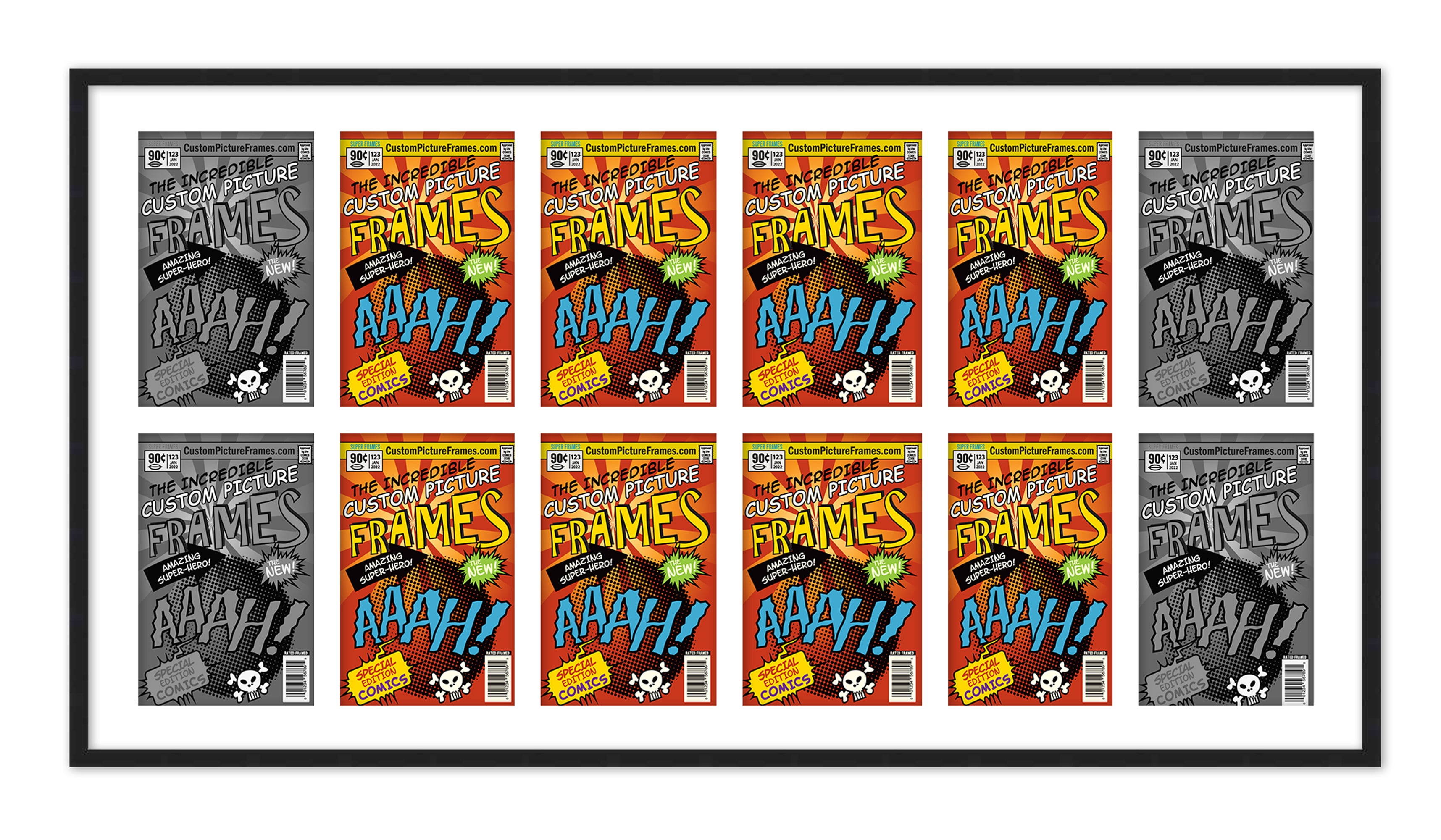 12 Comic Book Frame Black Collage Comic Book Frame with White Mat to ...