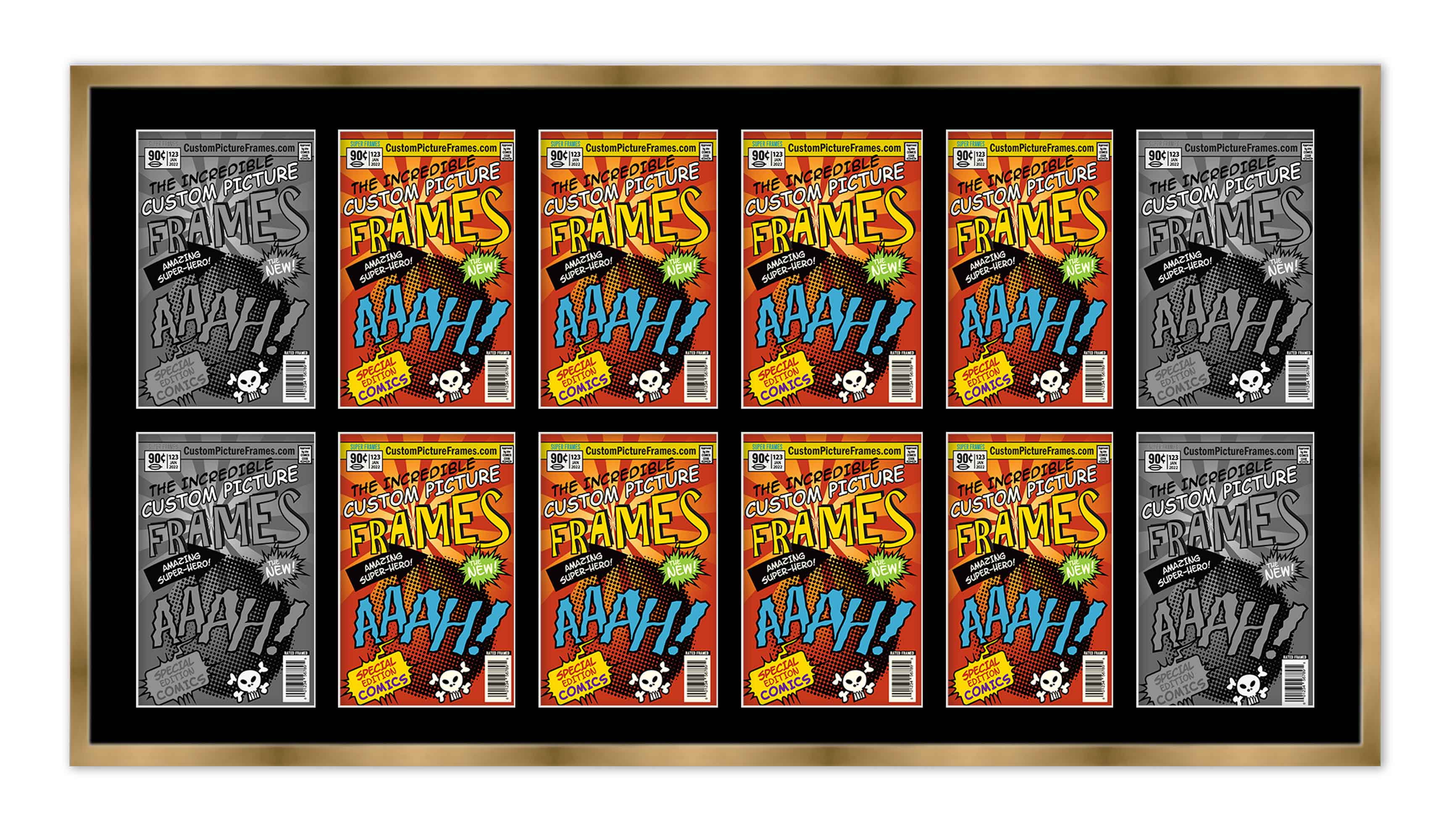 12 Comic Book Frame Gold Collage Comic Book Frame with Black Mat to ...