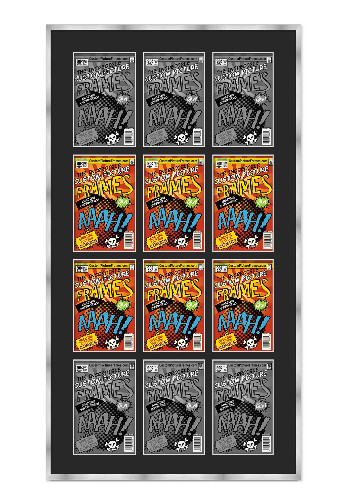 12 Comic Book Frame Silver Collage Comic Book Frame with Black Mat to ...