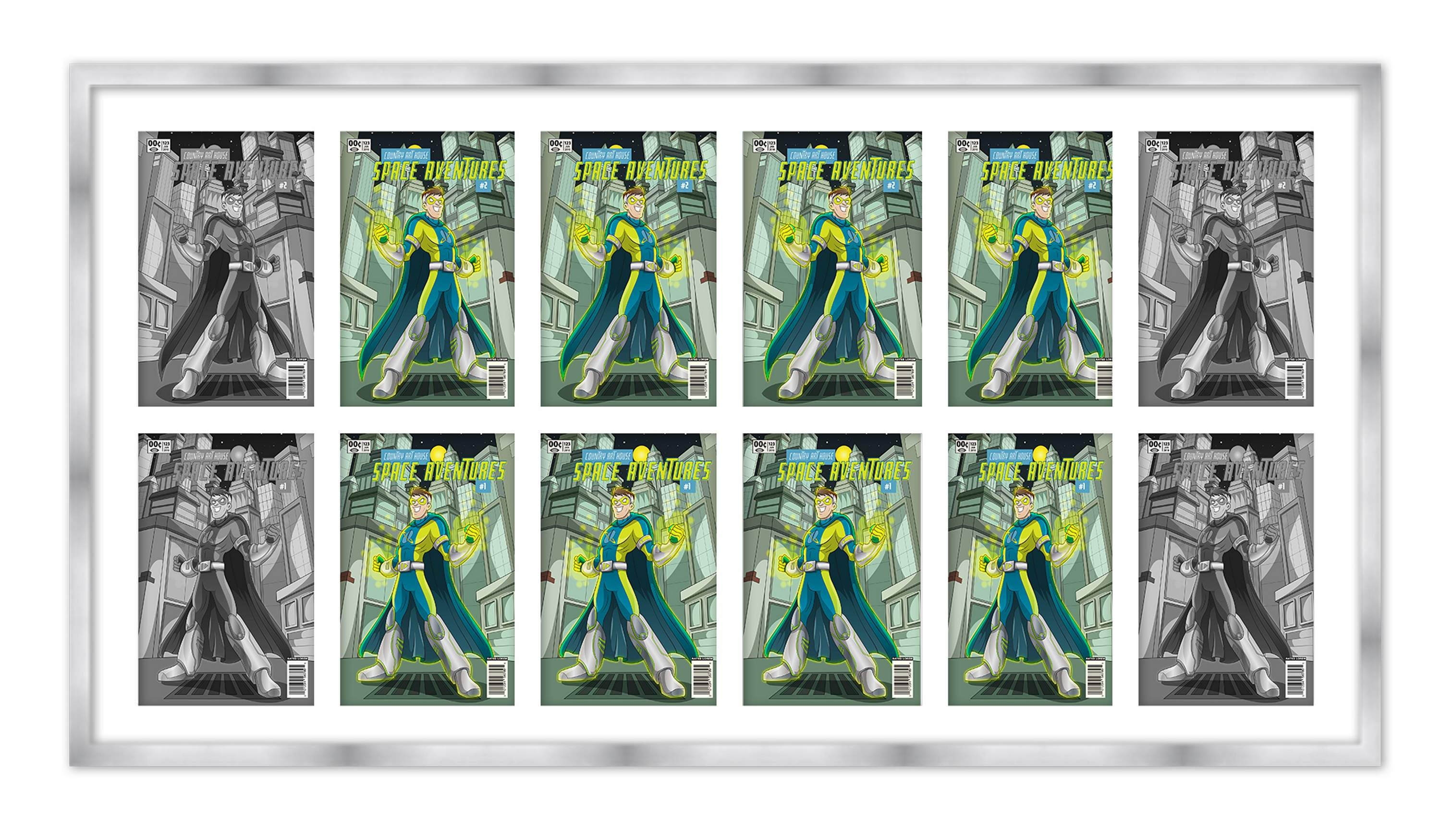 12 Comic Book Frame Silver Collage Comic Book Frame with White Mat to ...