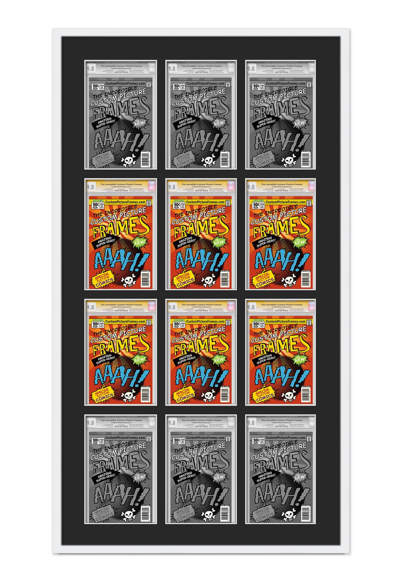 12 Comic Book Frame White Collage Comic Book Frame with Black Mat to ...