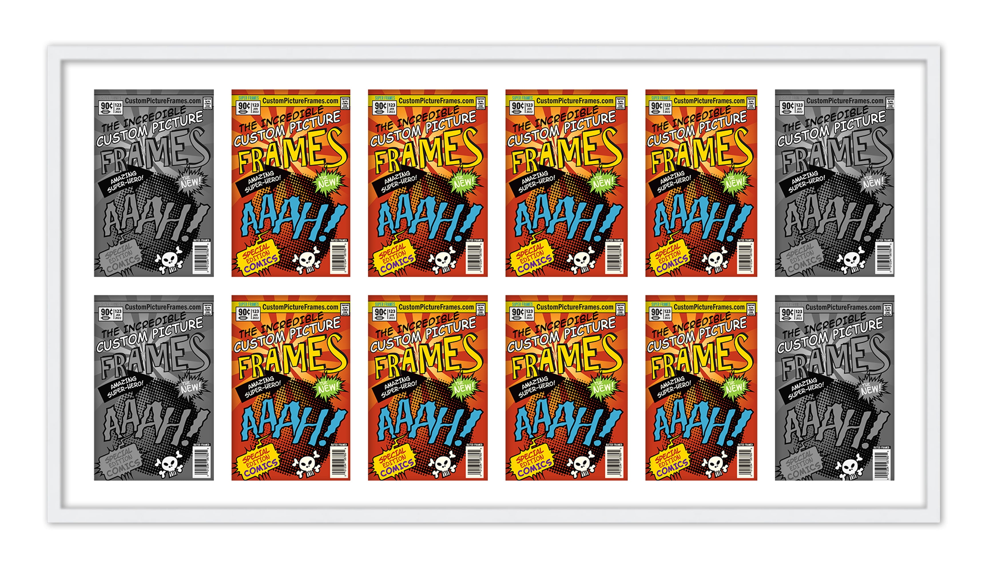 12 Comic Book Frame White Collage Comic Book Frame with White Mat to ...