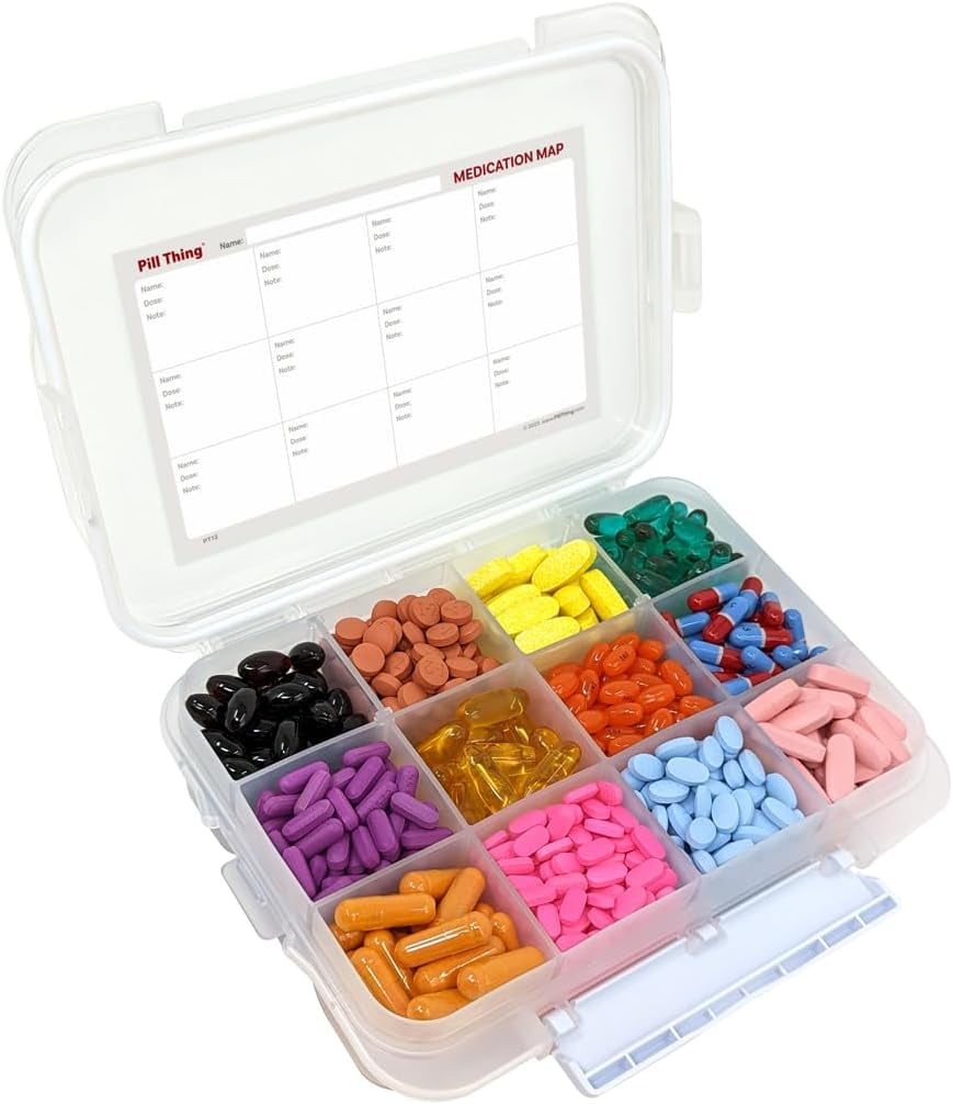 Pill Thing Portable 12 Compartment Pill Case with Airtight Seal ...