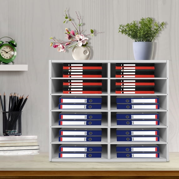 Literature Organizer File Sorter Rack Paper Holder 12 Compartments ...