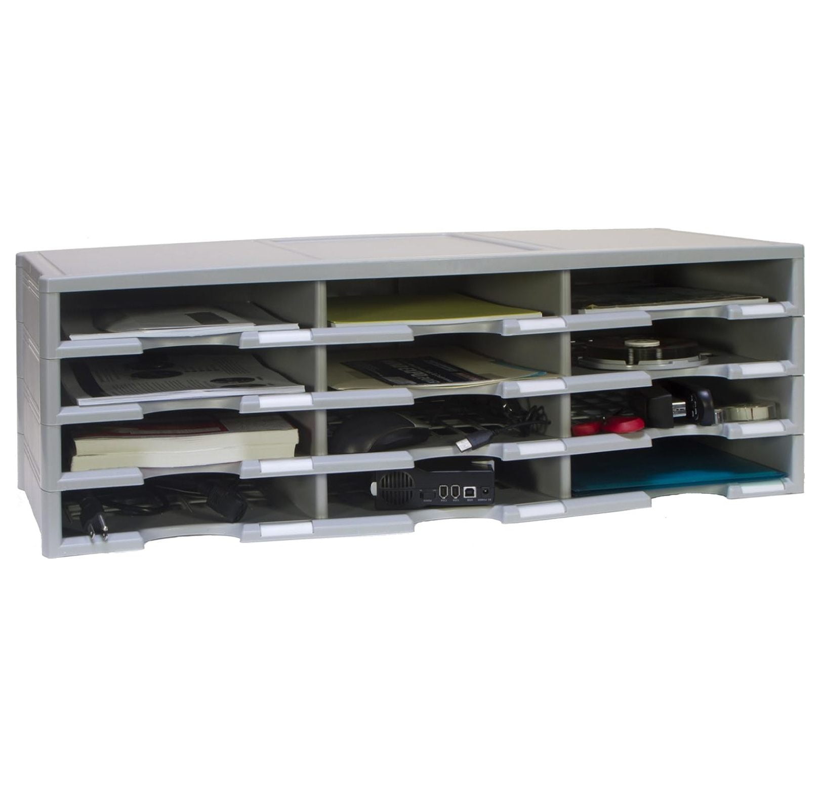 12-Compartment Literature Organizer, Grey - Document Sorter for Office ...