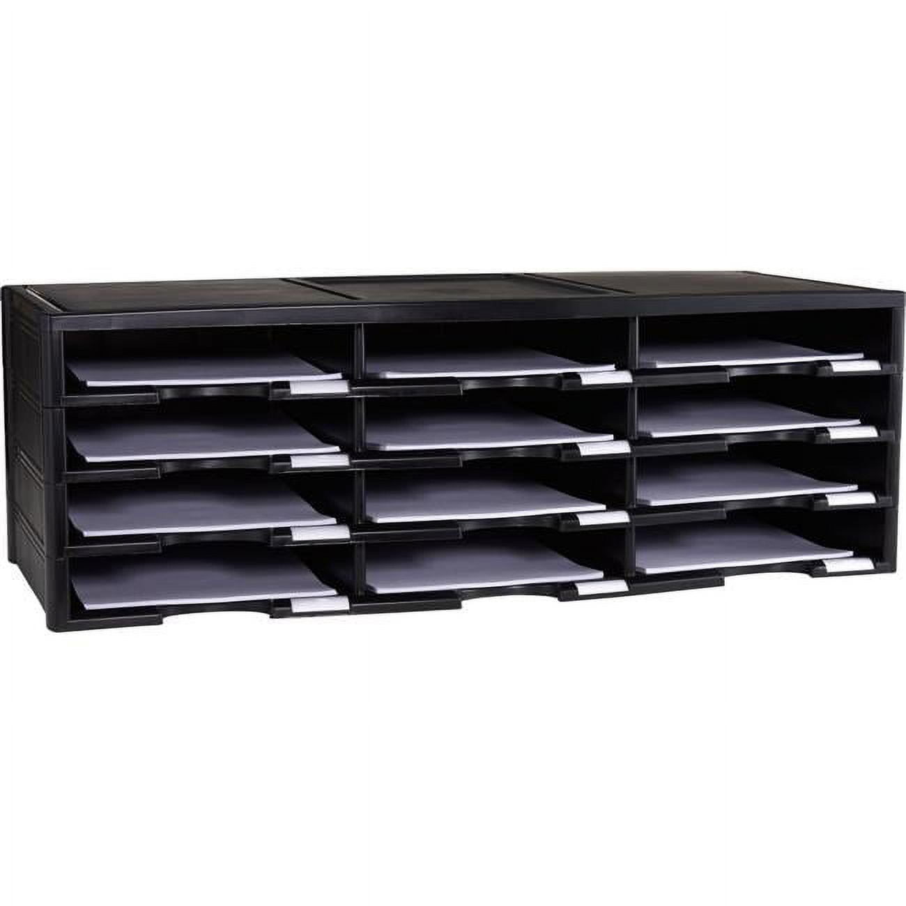12-Compartment Modular Literature Organizer & Document Sorter, Black ...