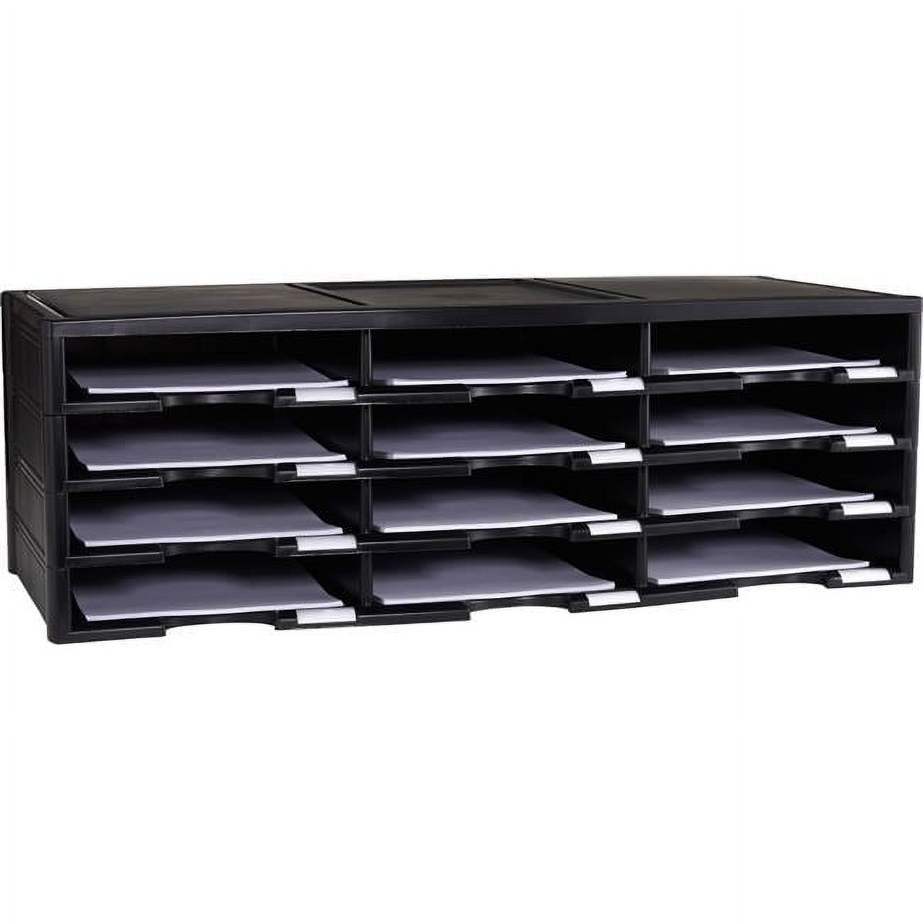 12-Compartment Modular Literature Organizer & Document Sorter, Black ...