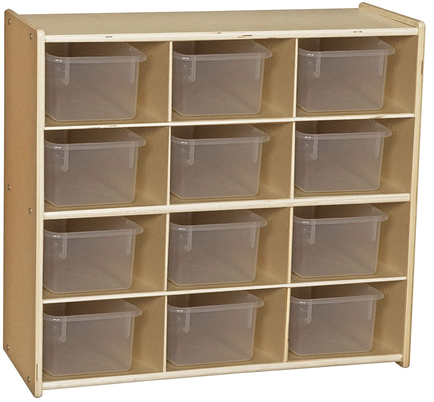 12 Compartment Storage Unit with Translucent Bins, Cubbies with Daycare ...