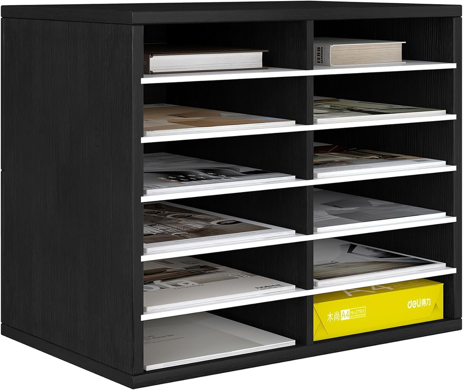 12 Compartments Mail Sorter Organizer, Sturdy Paper Storage Organizer ...