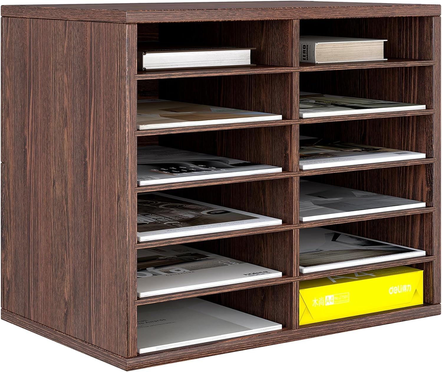 12 Compartments Mail Sorter Organizer, Sturdy Paper Storage Organizer ...