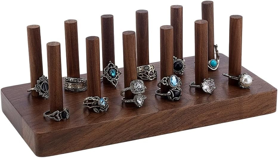 12 Cones Wood Ring Holder Ring Display Stand Fingers Rings Organizer ...