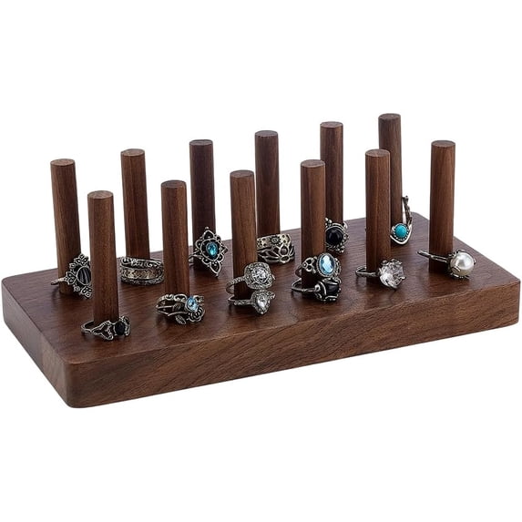 12 Cones Wood Ring Holder Ring Display Stand Fingers Rings Organizer ...