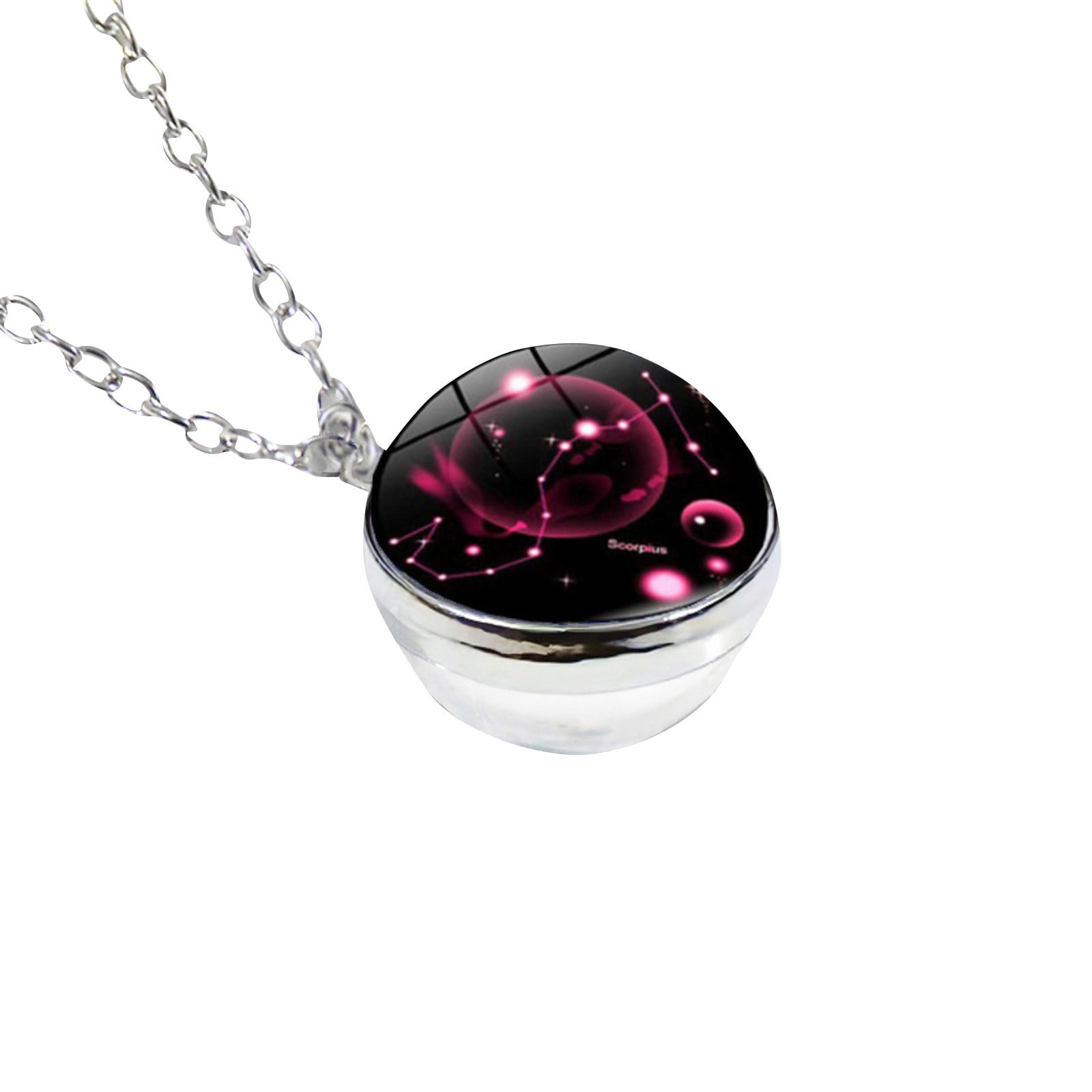 12 Constellation Glass Ball Time Gemstone Patch Pendant Necklace ...