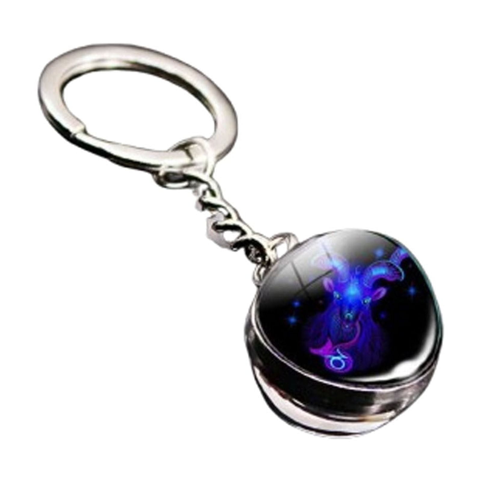 12 Constellation Keychain, Double Side Cabochon Glass Ball Keychain ...