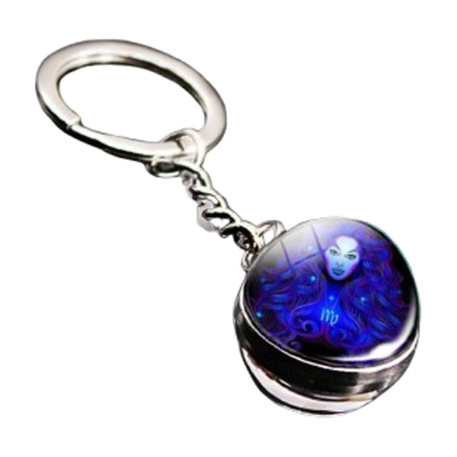 12 Constellation Keychain, Double Side Cabochon Glass Ball Keychain ...