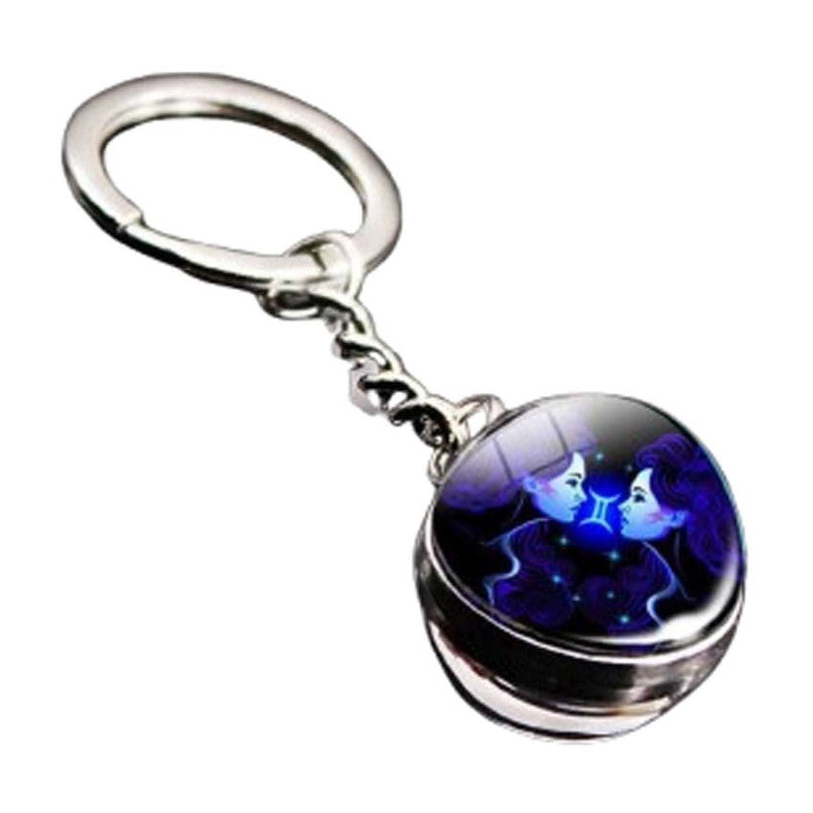 12 Constellation Keychain, Double Side Cabochon Glass Ball Keychain ...