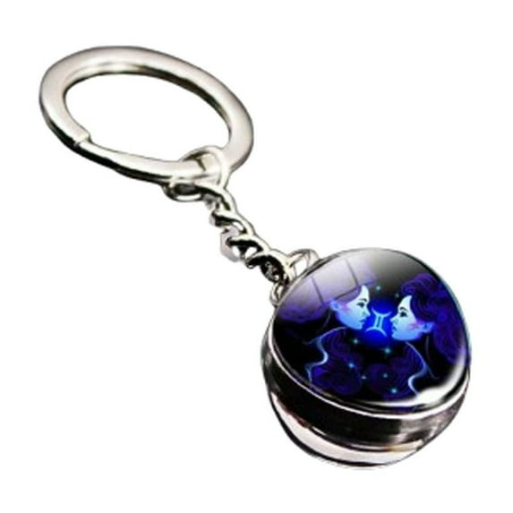 12 Constellation Keychain, Double Side Cabochon Glass Ball Keychain ...
