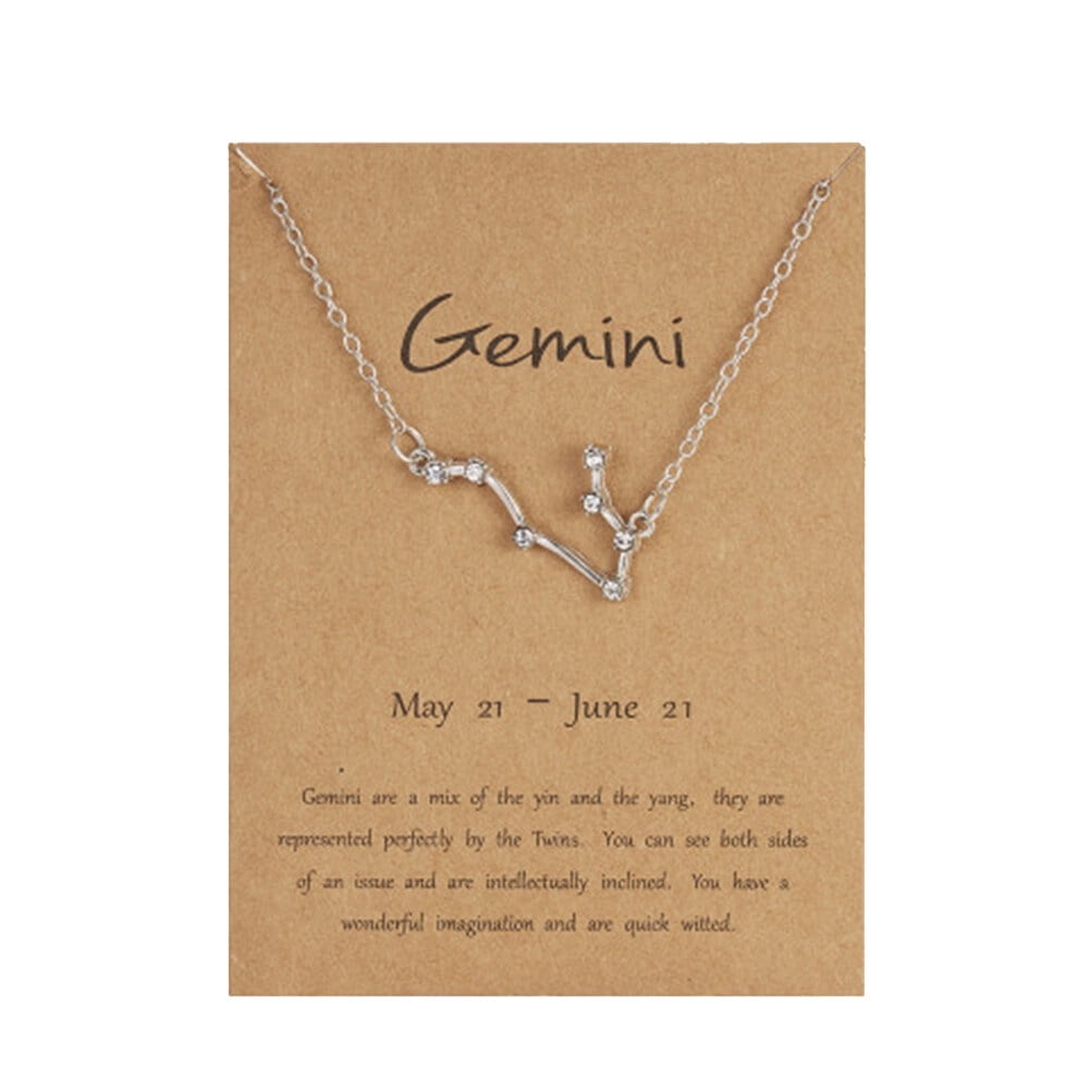 12 Constellation Pendant Rhinestone Necklace Horoscope Astrology Chain ...