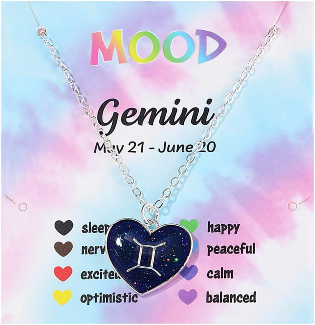 12 Constellation Zodiac Necklace Mood Necklace Temperature Sensing ...