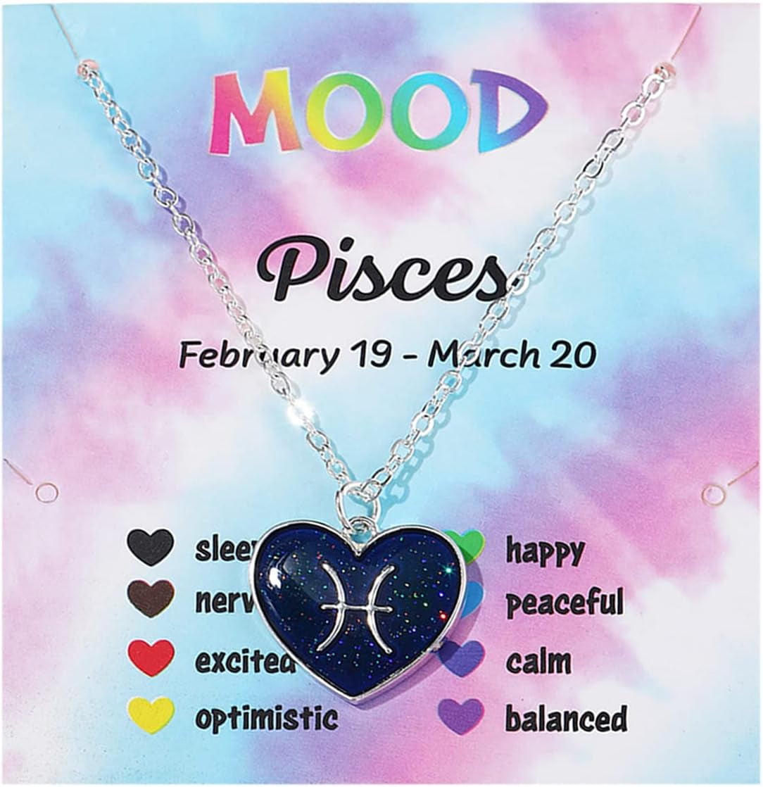 12 Constellation Zodiac Necklace Mood Necklace Temperature Sensing ...
