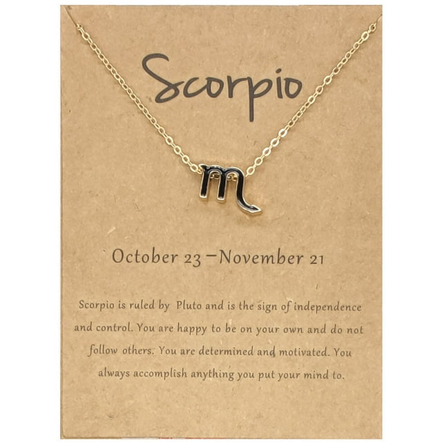 12 Constellation Zodiac Pendant Necklace Astrology Gold Tone Chain with ...