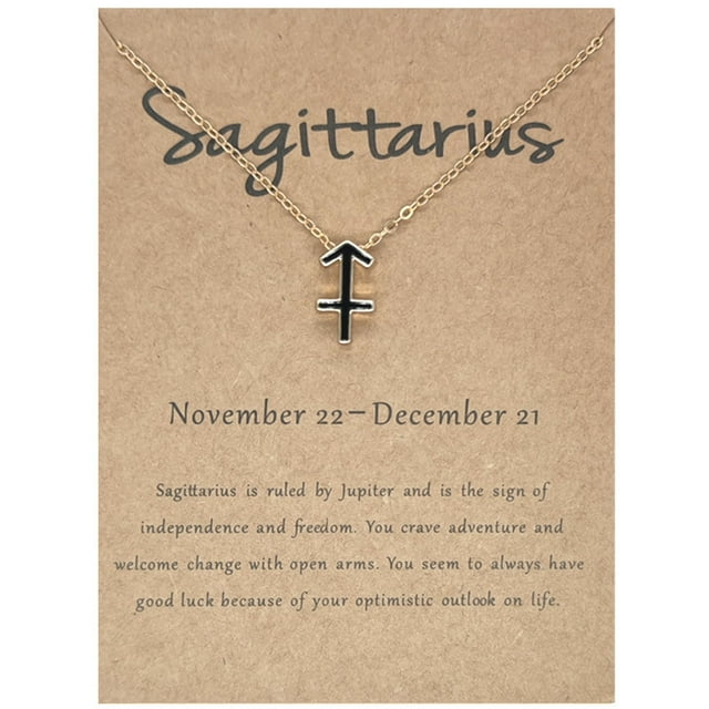 12 Constellation Zodiac Pendant Necklace Astrology Gold Tone Chain with ...