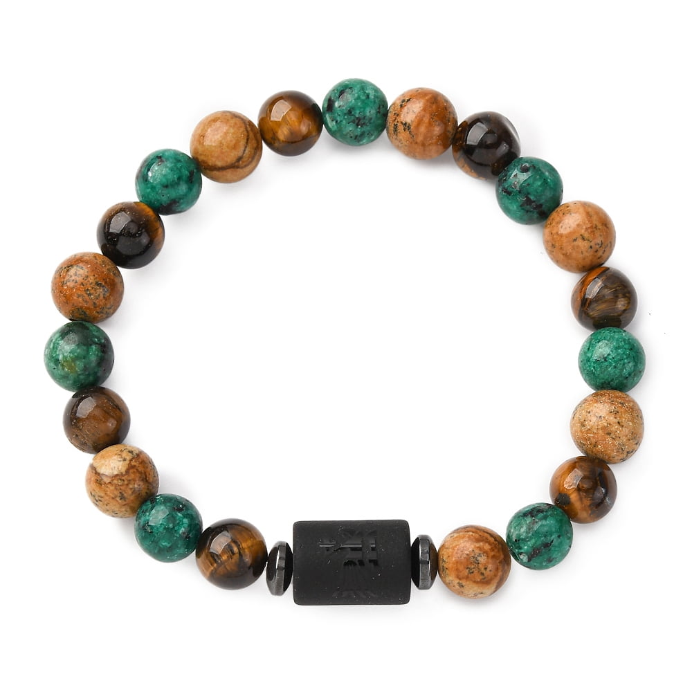 12 Constellations Natural Tiger Eye & Picture Jasper & Agate & Black ...