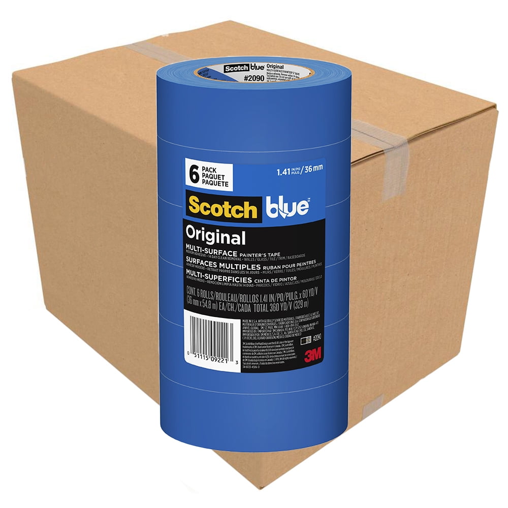 12 Contractor Packs of 1.41" x 60 yds 3M 2090-36QC6 Blue ScotchBlue ...