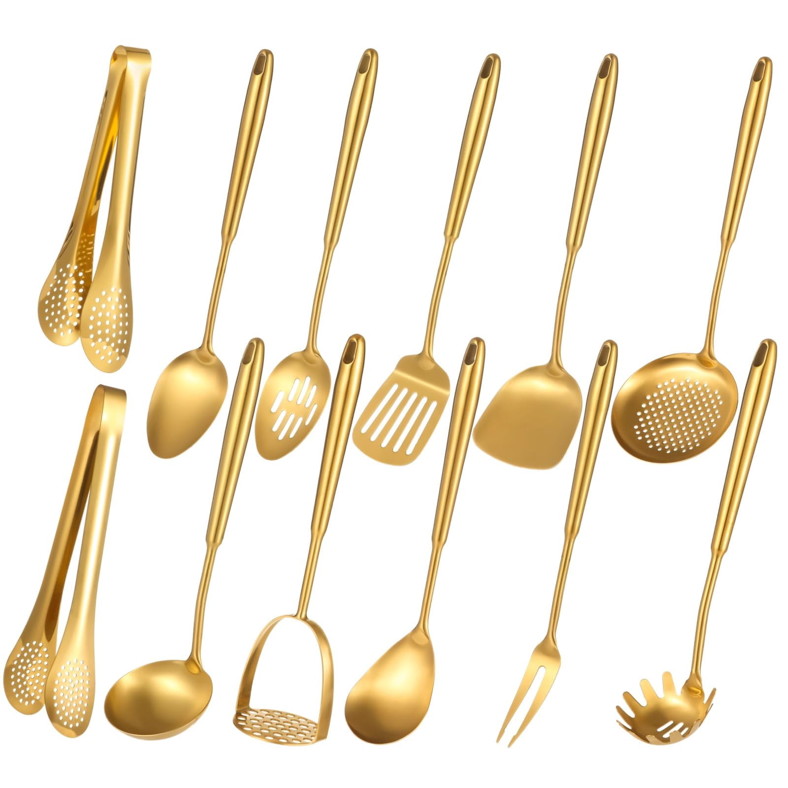 12 Cooking Kitchen Utensil Set - 304 Stainless Steel Utensils With ...