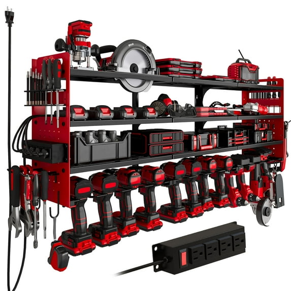 12 Cordless Drill Holder Large Power Tool Organizer Wall Mount with ...