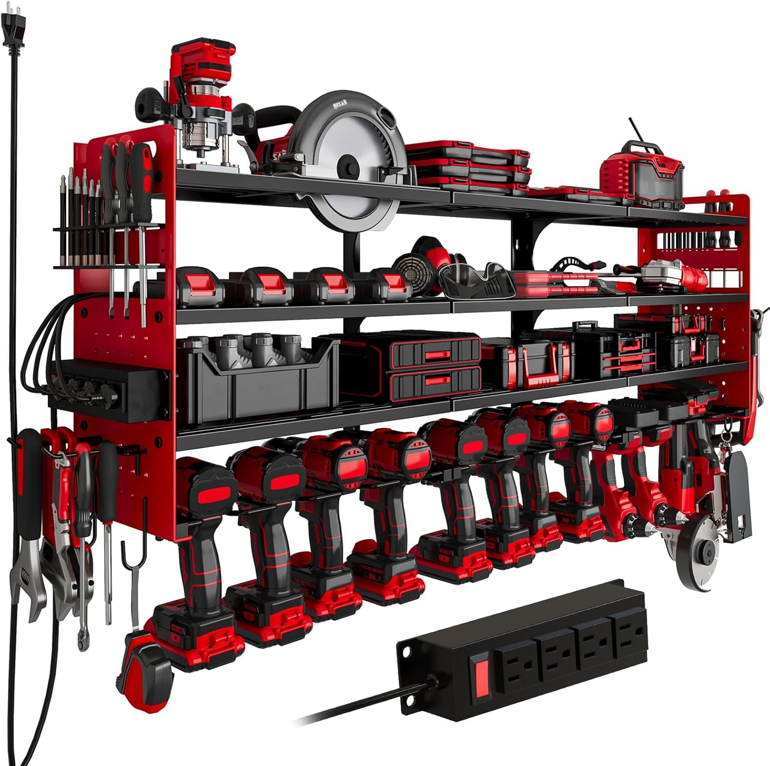 12 Cordless Drill Holder Large Power Tool Organizer Wall Mount with ...