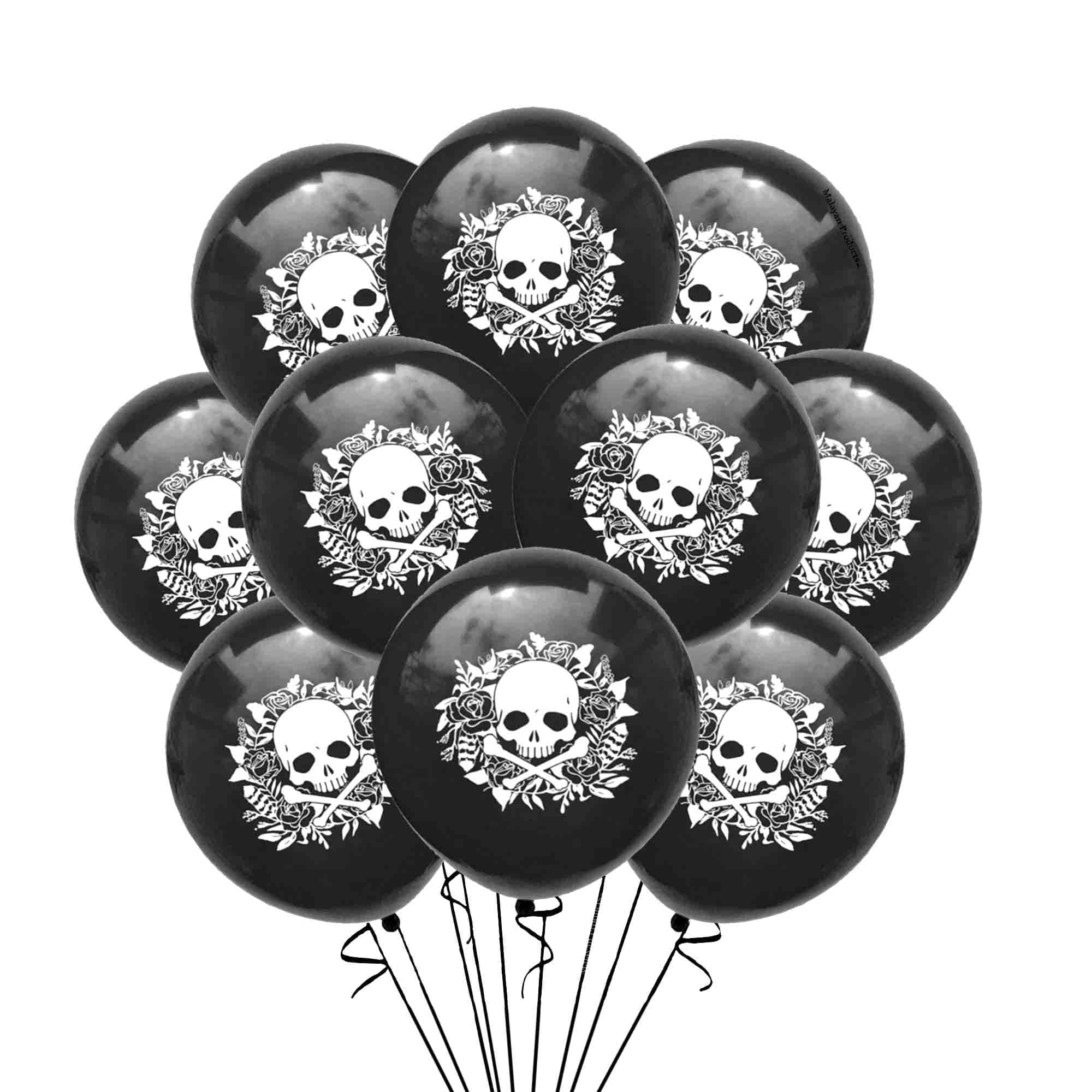 12 Count Black Skull Re32 Balloons Skull Crossbones And Roses Birthday