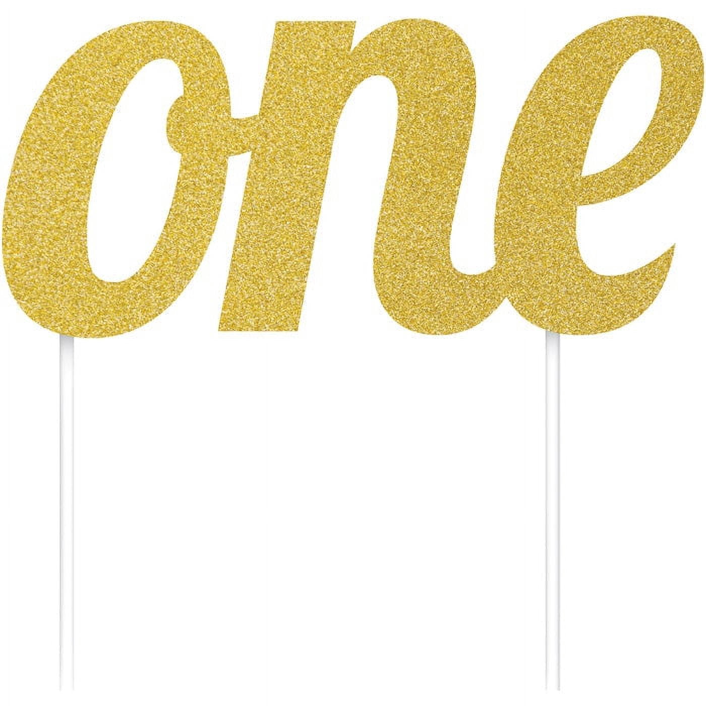 12 Count Bulk Pack Gold "One" Birthday Cake Toppers - Walmart.com