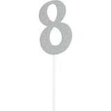 12 Count Bulk Pack Number 8 Silver Glitter Cake Toppers - Walmart.com