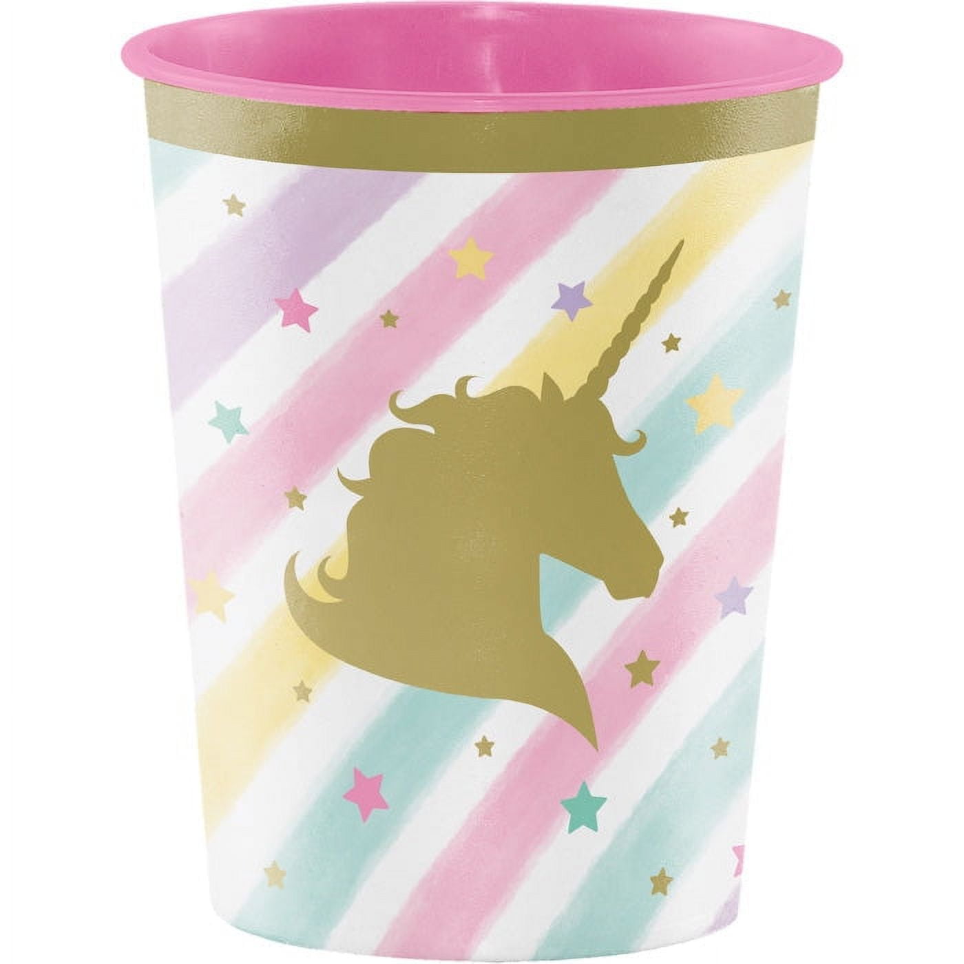 12 Count Bulk Pack Sparkle Unicorn 16 oz Plastic Keepsake Cups ...