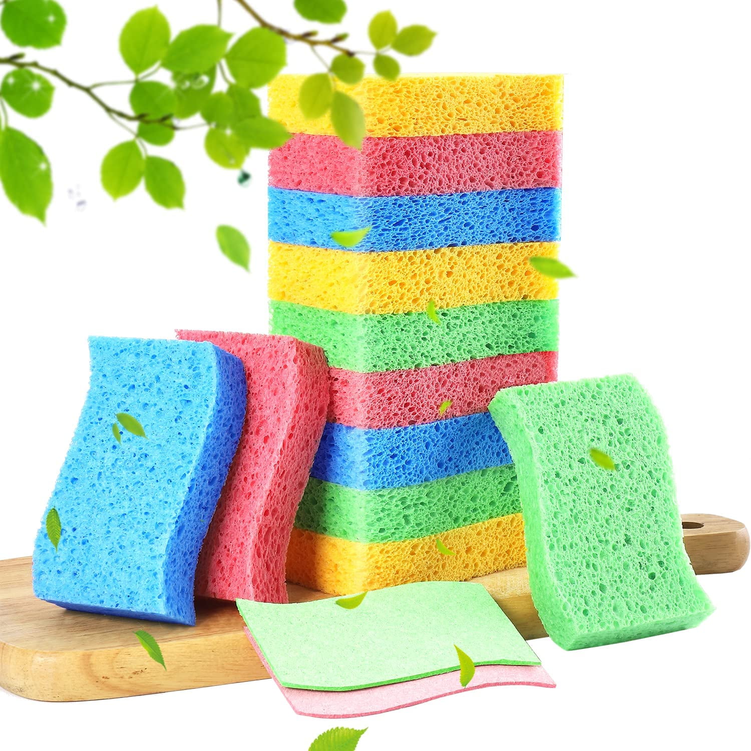 12-Count Kitchen Sponges- Compressed Cellulose Cleaning Sponges Non ...
