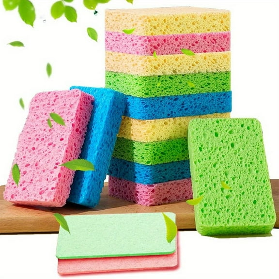 24 Pack Kitchen Sponges Natural Cellulose Compressed Sponges for Cleaning Reusable Dish Sponge ...