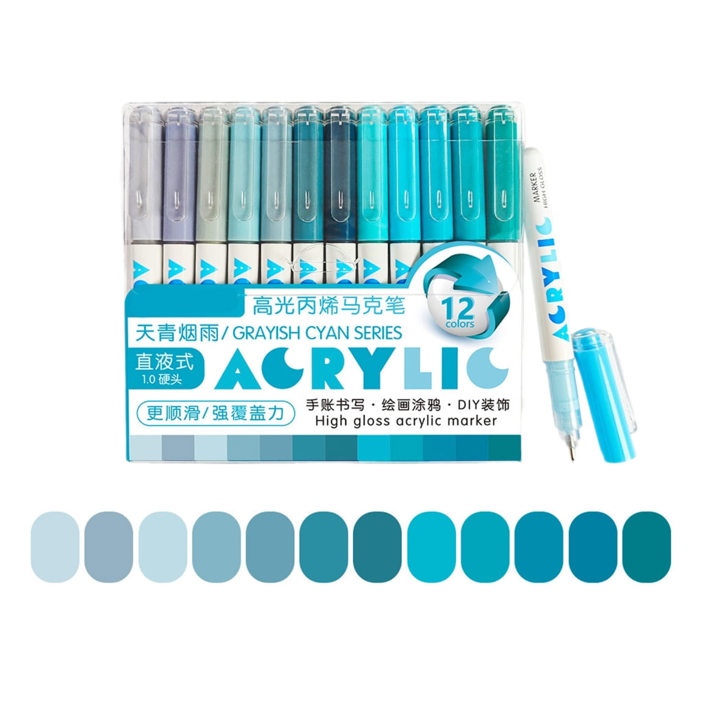12 Count Liquid Filled Highlighter Acrylic Paint Pen Glowing in Dark ...