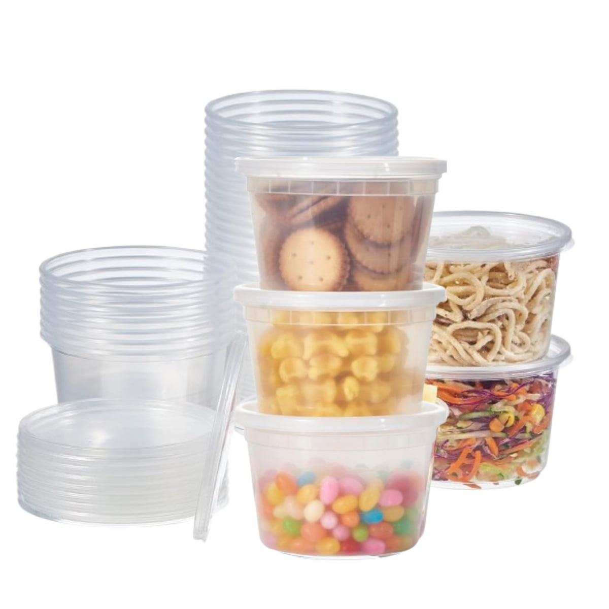 12 Count Plastic Food Storage Containers with Lids, Disposable ...