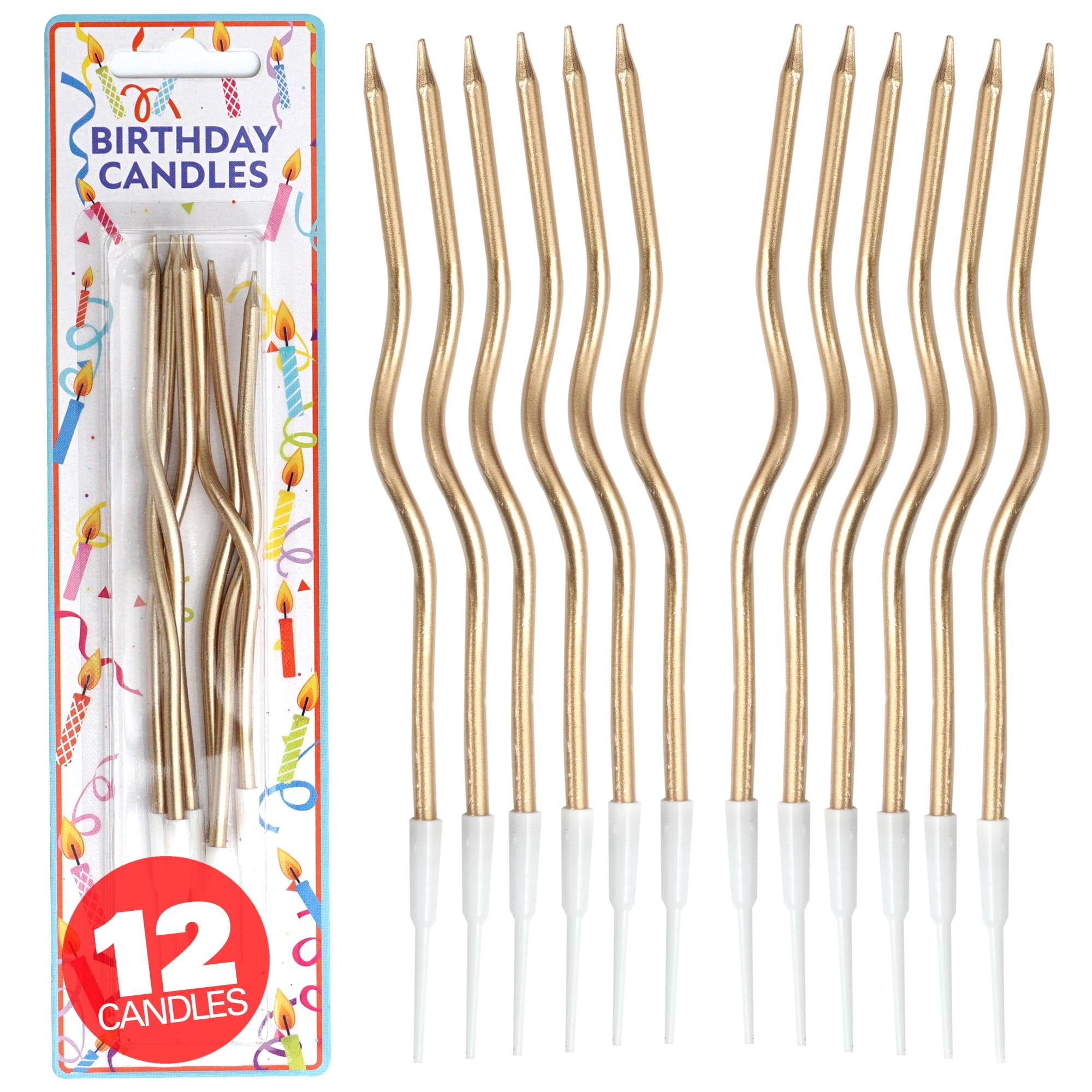 12 Count Rose Gold / Champagne Spiral Metallic Birthday Candles, Cake ...