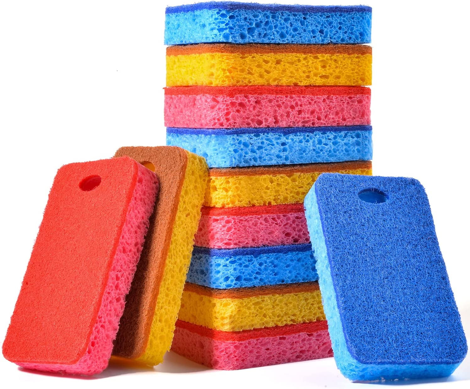 12-Count Scrub Sponges Kitchen Sponge Heavy Duty, Cellulose Sponges ...