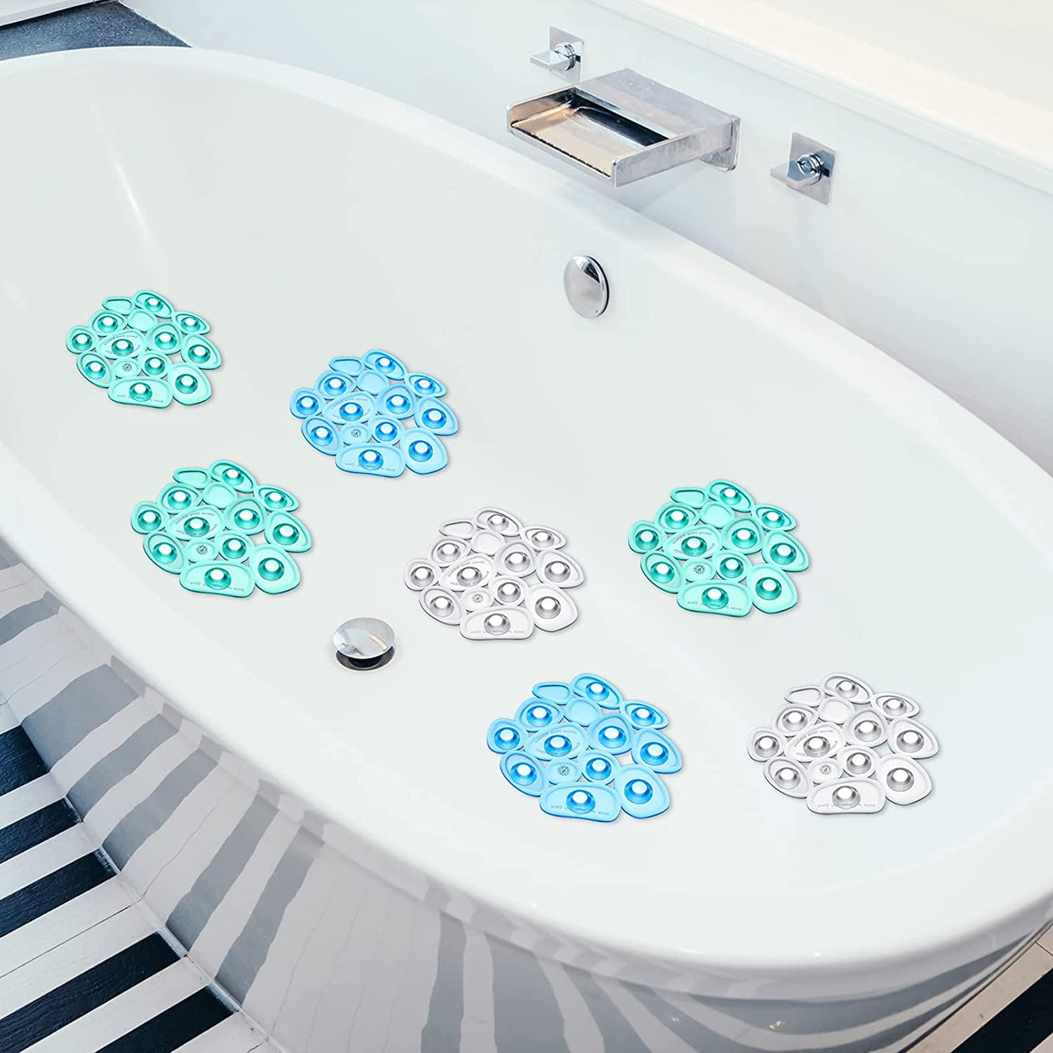 12 Counts Pebble Bath Treads Non Slip Bathtub Stickers with Suction ...